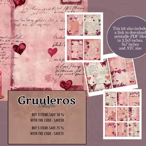 Valentine Romance Digital Paper, Love Letters, Junk Journal Pages ...