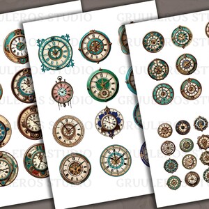 Antique Clock, A4 Printable, Vintage Clock, Face Clock, Journal Kit ...