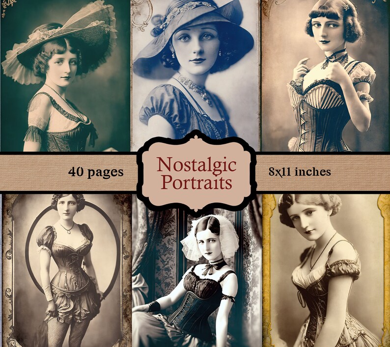 Printable French Postcards, Junk Journal Vintage Women, Junk Journaling ...