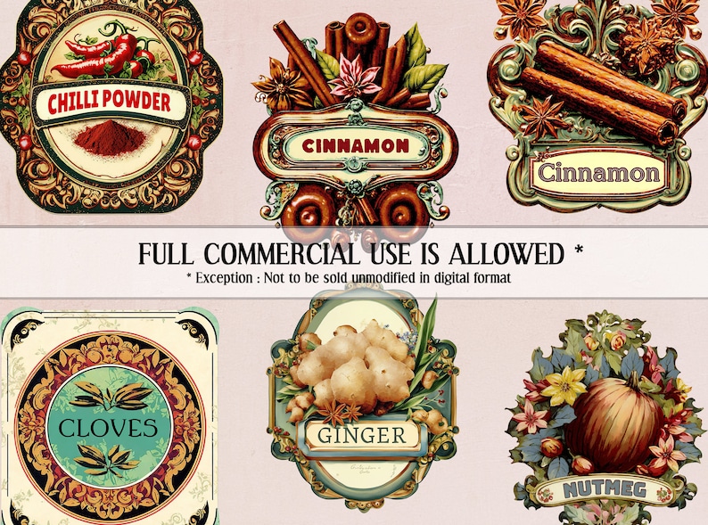 Printable Spice Labels, Herb Labels, Seasoning Labels, Vintage Tags for ...