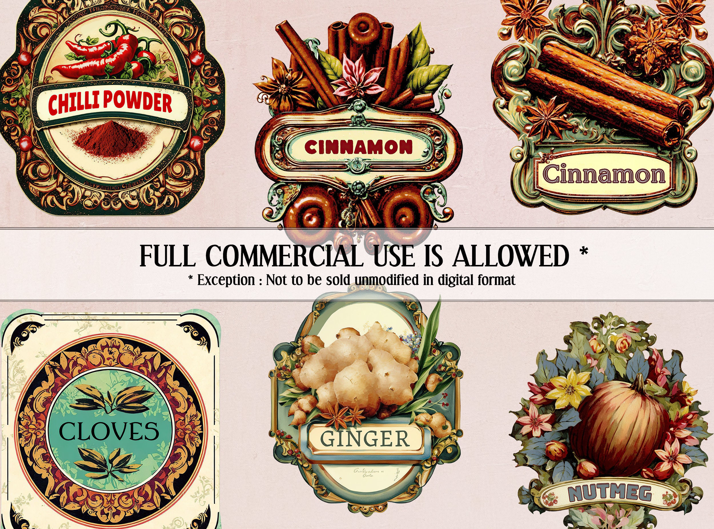 Printable Spice Labels, Herb Labels, Seasoning Labels, Vintage Tags for ...
