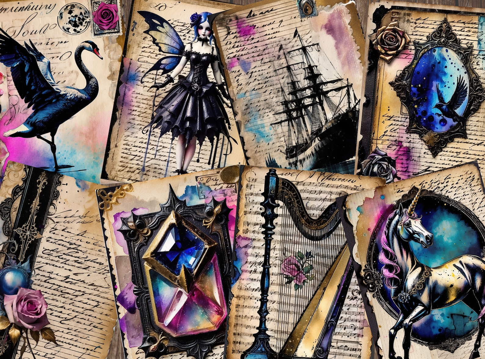 Victorian Goth Junk Journal Kit, Book of Shadows, Digital Download ...