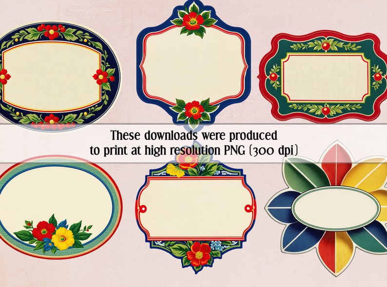 Vintage Blank Labels, Vintage Floral Labels, PNG & A4 Files, Old Labels ...