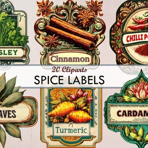 Printable Spice Labels Herb Labels Seasoning Labels Vintage - Etsy