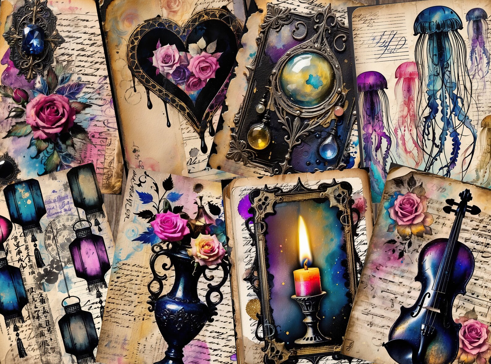 Victorian Goth Junk Journal Kit, Book of Shadows, Digital Download ...