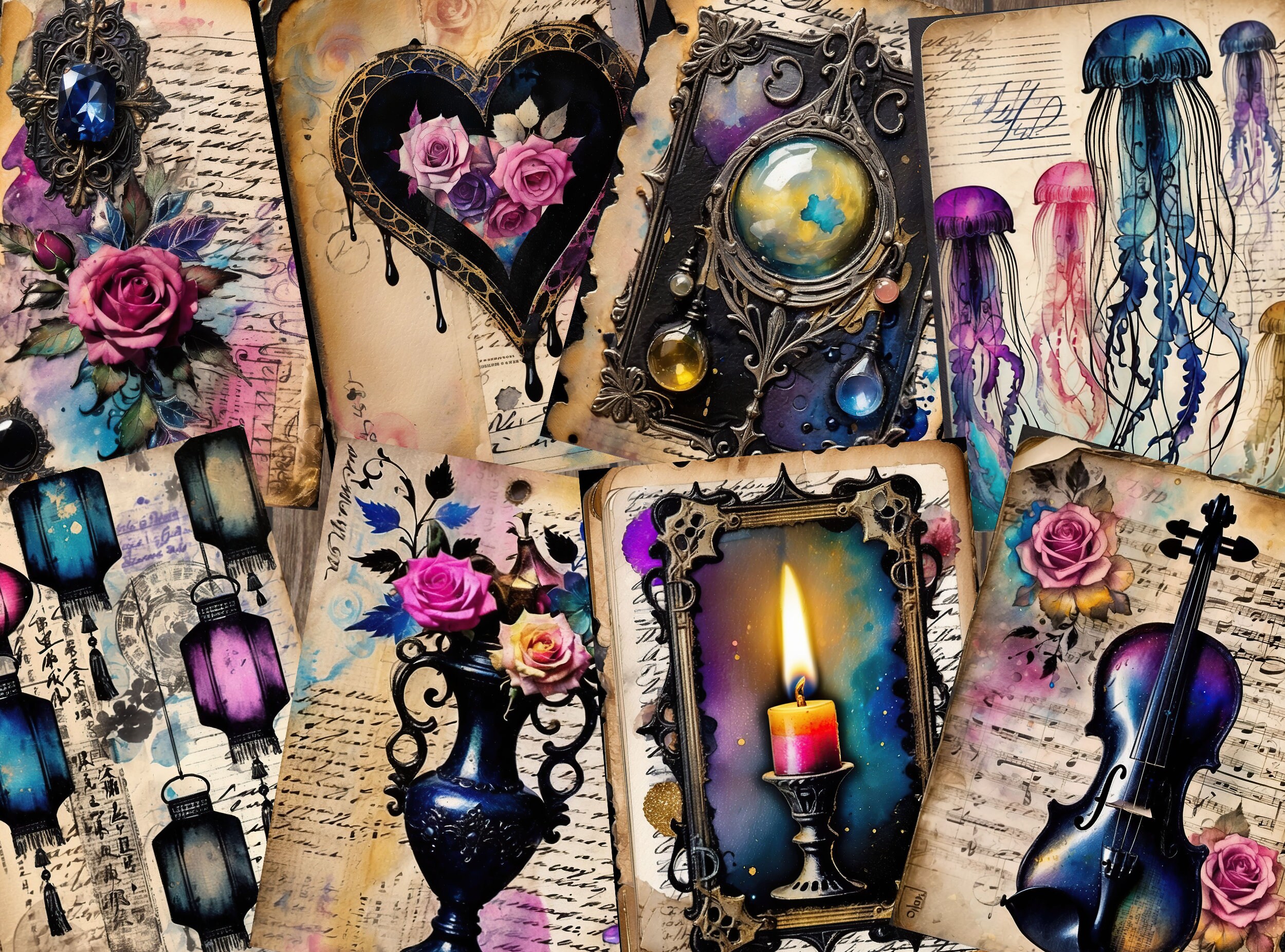 Victorian Goth Junk Journal Kit, Book of Shadows, Digital Download ...