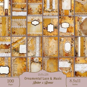 Amber Lace Digital Paper: Shabby Chic Scrapbook Pages (digital Download ...