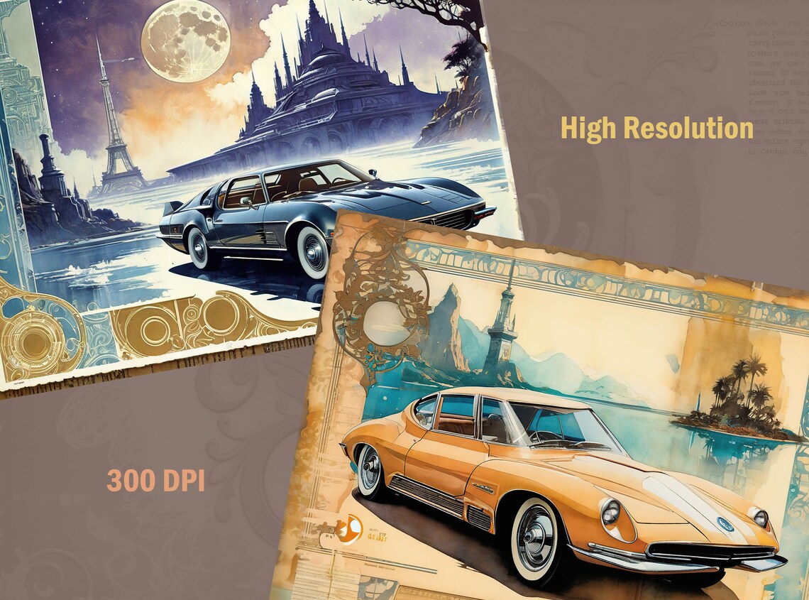 Classic Cars Journal Kit, Retro Cars, Vintage Cars Junk Journal ...