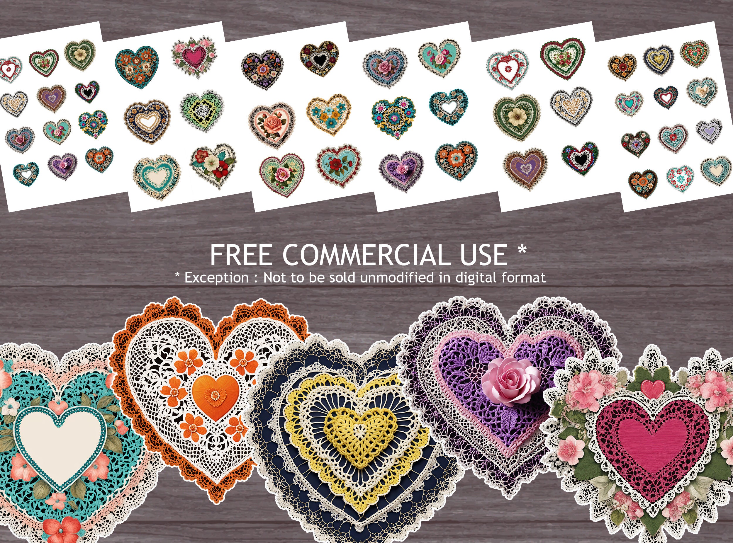 Printable Heart Doilies, 100 Designs, Vintage Lace Embellishments ...