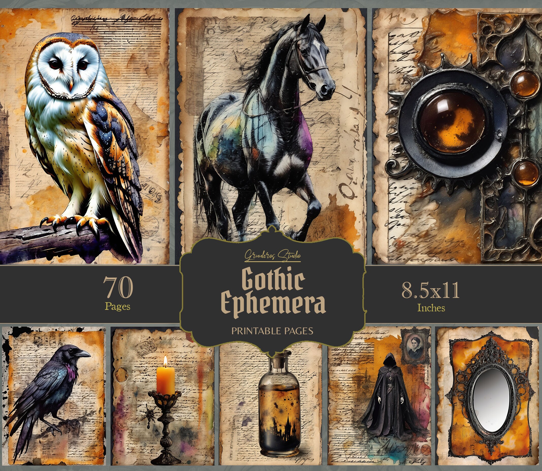 Victorian Goth Junk Journal Kit, Book of Shadows, Digital Download ...