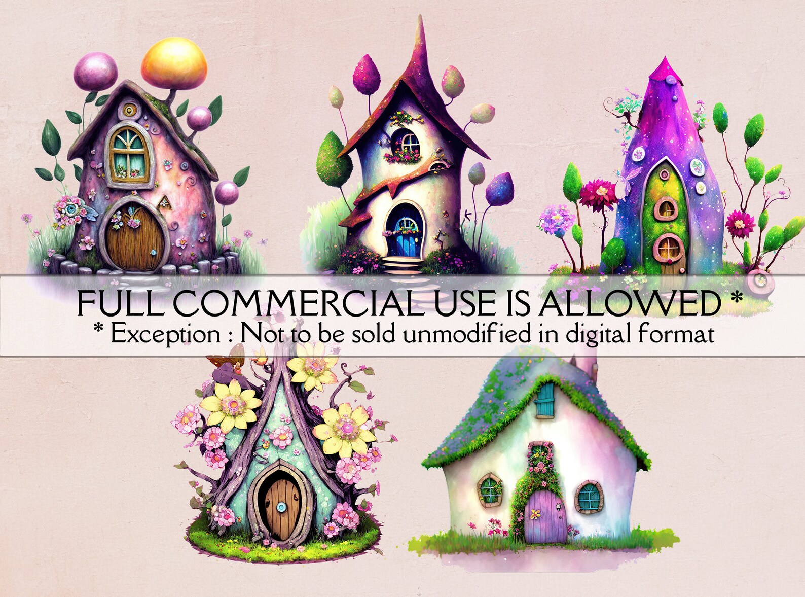 10 Fairy House Clipart, High Quality PNG, Digital Paper Craft, Clipart ...
