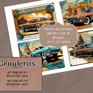 Classic Cars Journal Kit, Retro Cars, Vintage Cars Junk Journal ...