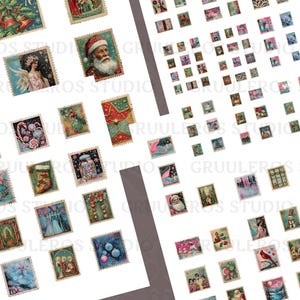 Printable Christmas Faux Stamps, Vintage Ephemera for Junk Journals ...