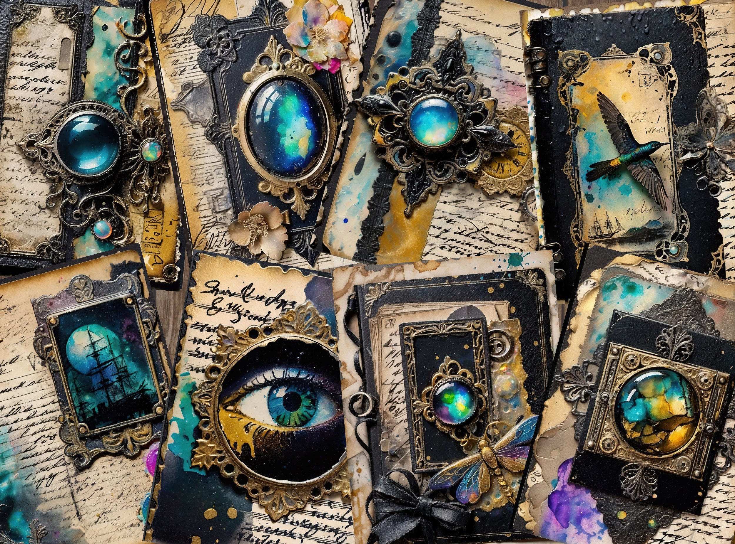 Victorian Goth Junk Journal Kit, Book of Shadows, Digital Download ...