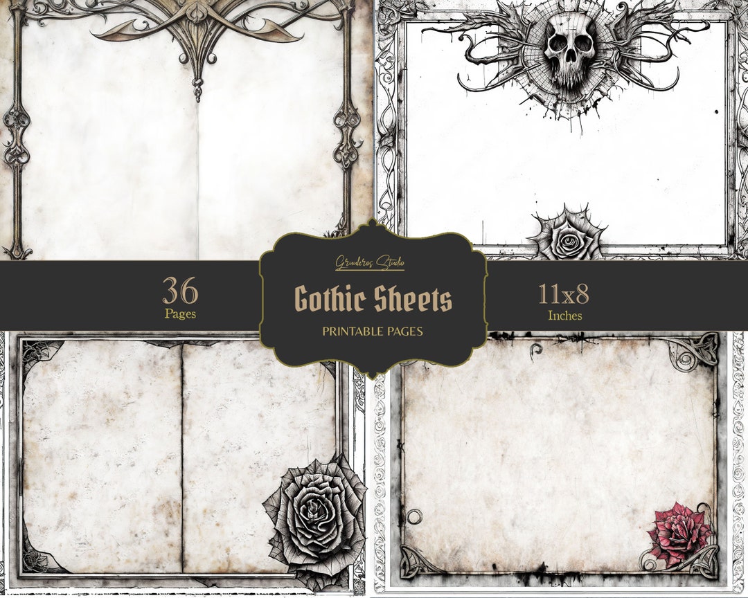 Gothic Diary Digital Paper, Ink Saver, Goth Journal, Goth Printable ...