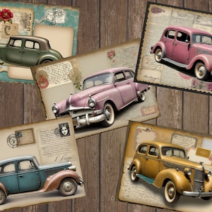 Vintage Cars Junk Journal Kit, Junk Journal Supplies, Journal ...
