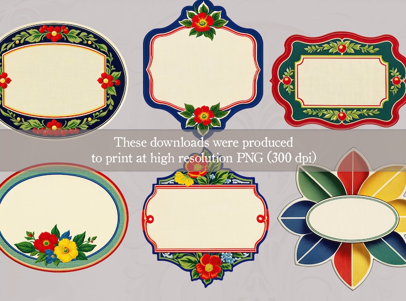 Vintage Blank Labels, Vintage Floral Labels, PNG & A4 Files, Old Labels ...
