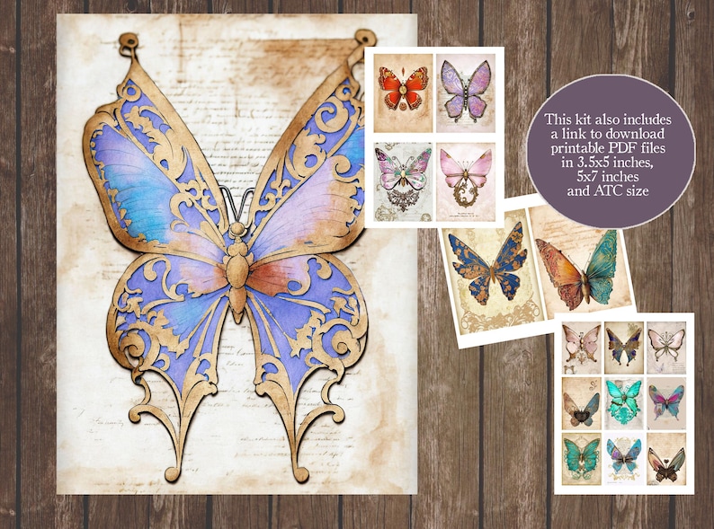 Victorian Butterfly Junk Journal Kit, Vintage Journal Papers, Royal ...