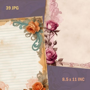 Victorian Writing Paper, Filigree Pages, Collage Printable Junk Journal ...