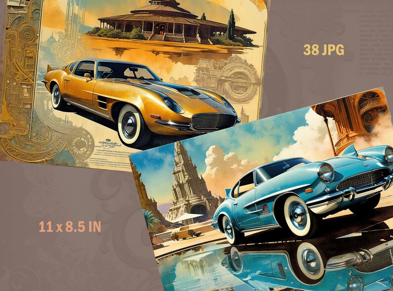 Classic Cars Journal Kit, Retro Cars, Vintage Cars Junk Journal ...