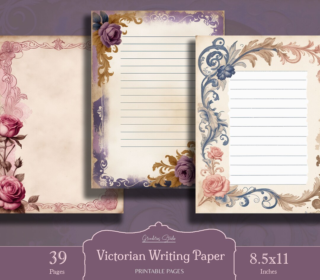 Victorian Writing Paper, Filigree Pages, Collage Printable Junk Journal ...