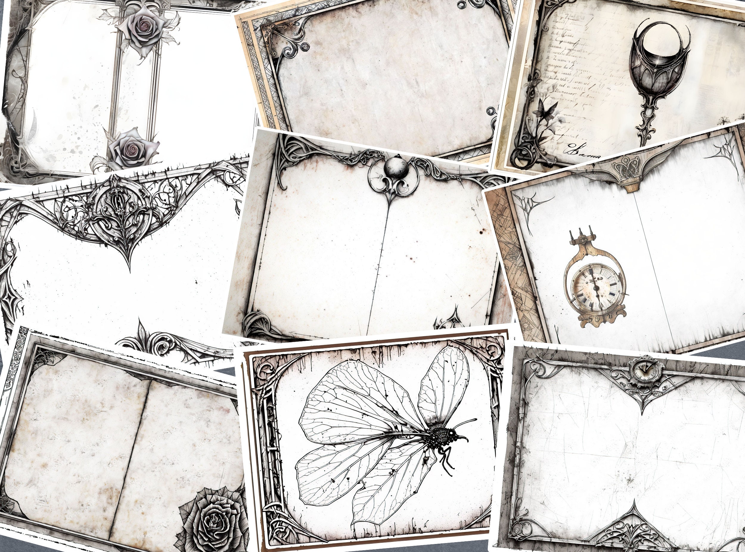 Gothic Diary Digital Paper Ink Saver Goth Journal Goth - Etsy