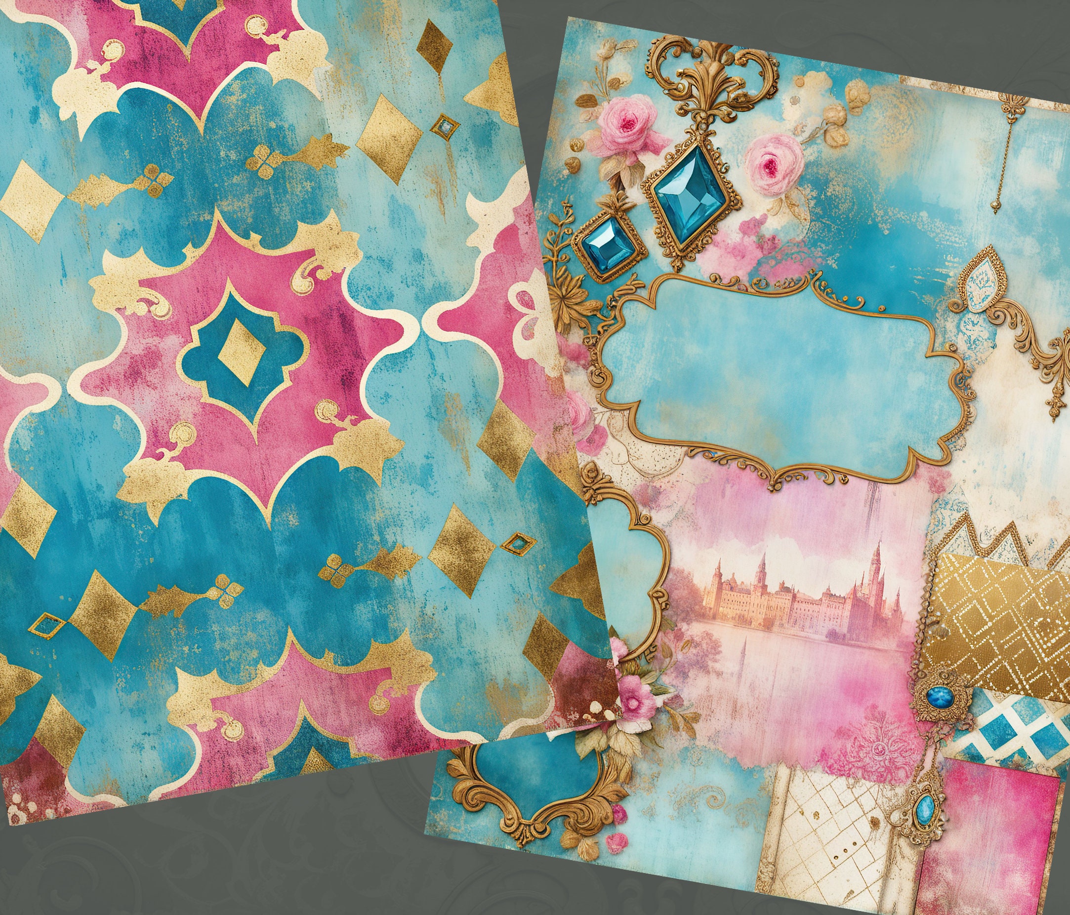 Printable Victorian Paper, Texture Theme, Journal Embellishment, Luxury ...