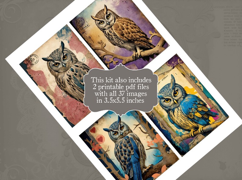 Vintage Owl Junk Journal Kit, Grunge Owl Journal Pages, Owl Junk ...