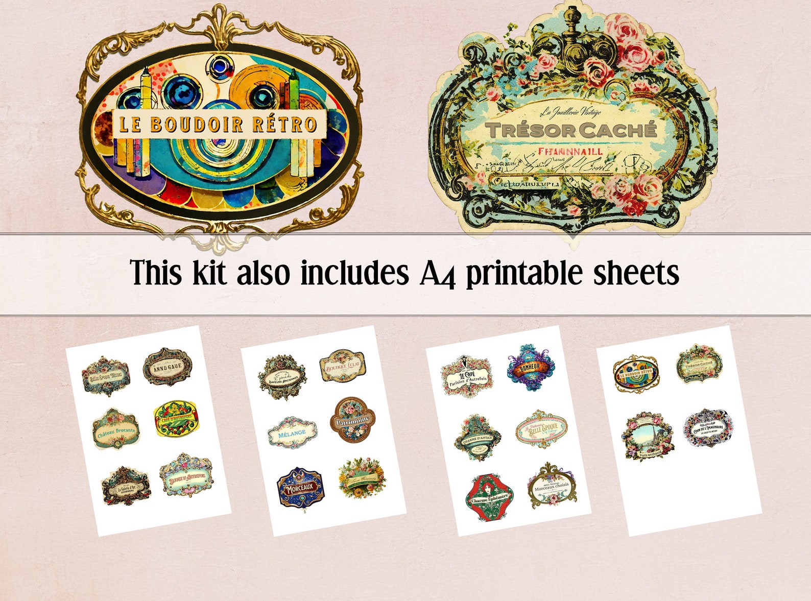Printable Vintage French Labels, Junk Journal Kit, Label Printable ...
