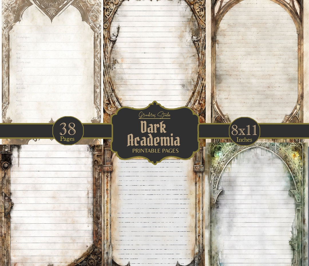 36 Gothic Printable Lined Junk Journal Pages, Dark Academia, Scrapbook ...