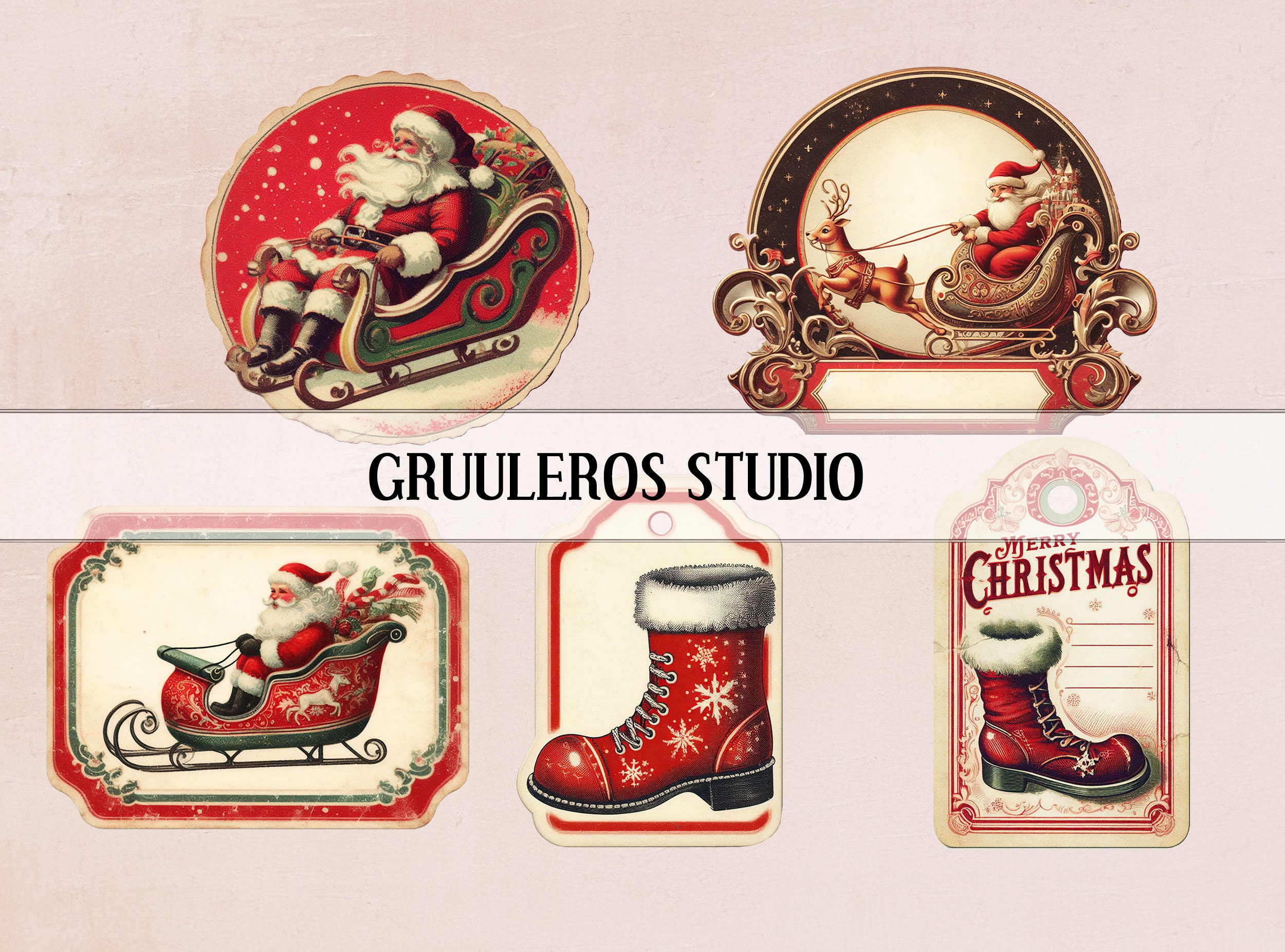 Christmas Tags, Cliparts, PNG Transparent, Vintage Santa Claus Tag ...