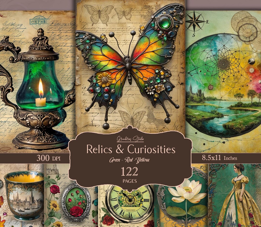 Relics and Antiques, Fantasy Junk Journal Pages, Printable Ephemera for ...
