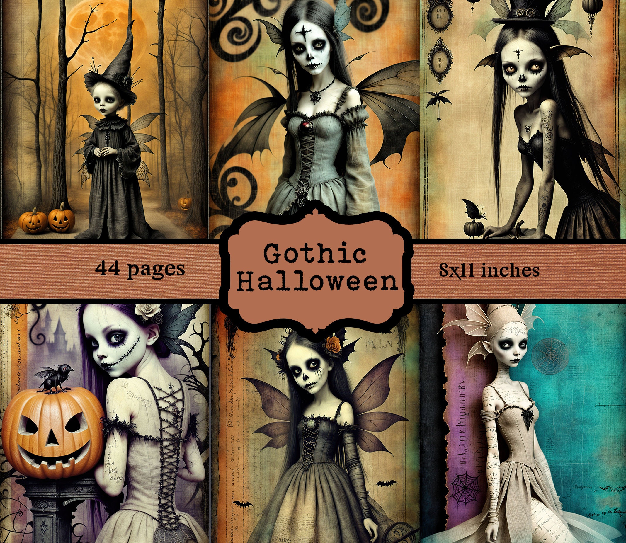 Gothic Girls Halloween Dark and Gothic Digital Collection: - Etsy