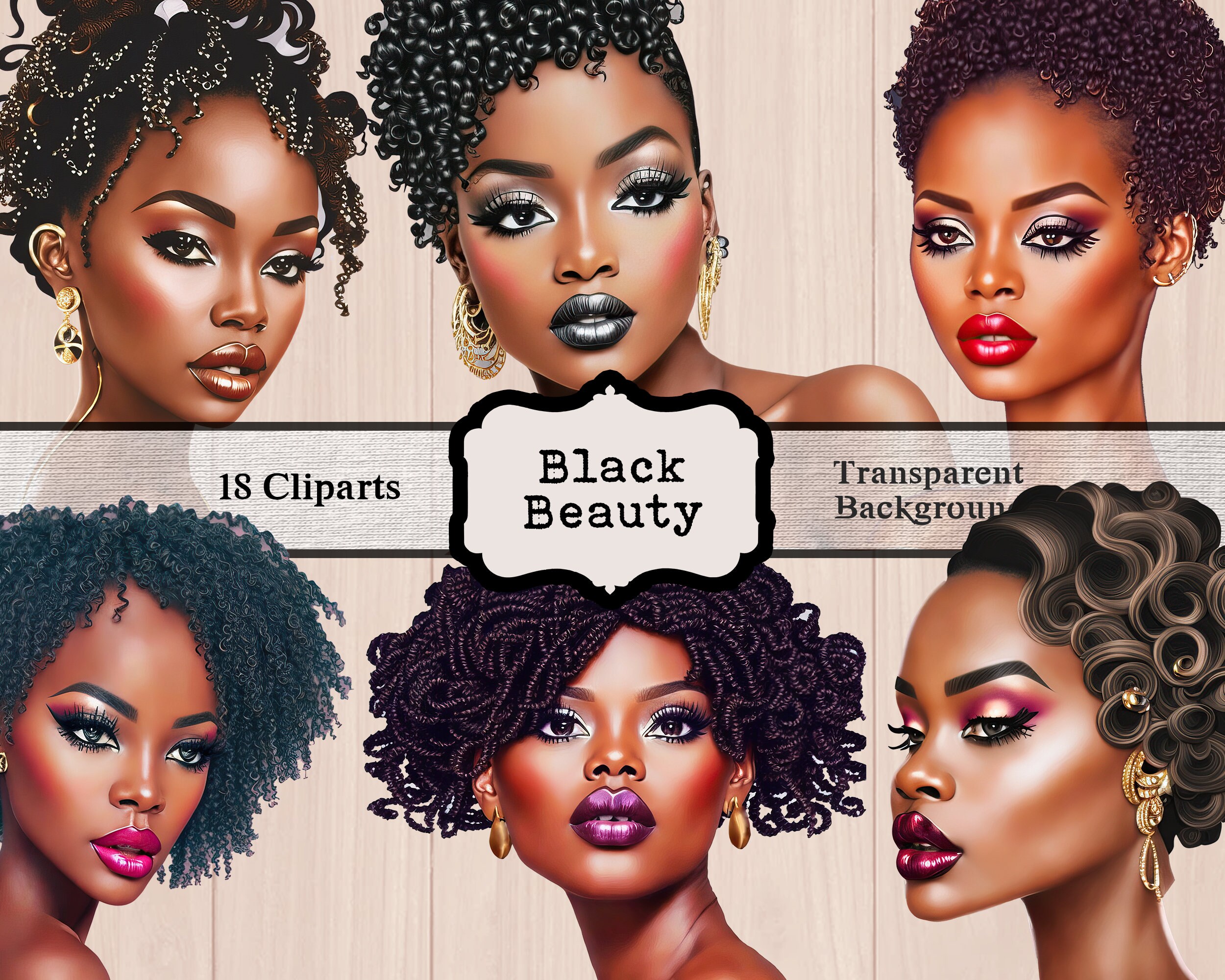 18 African American Woman Clipart, Black Woman Natural Hair, Beautiful ...