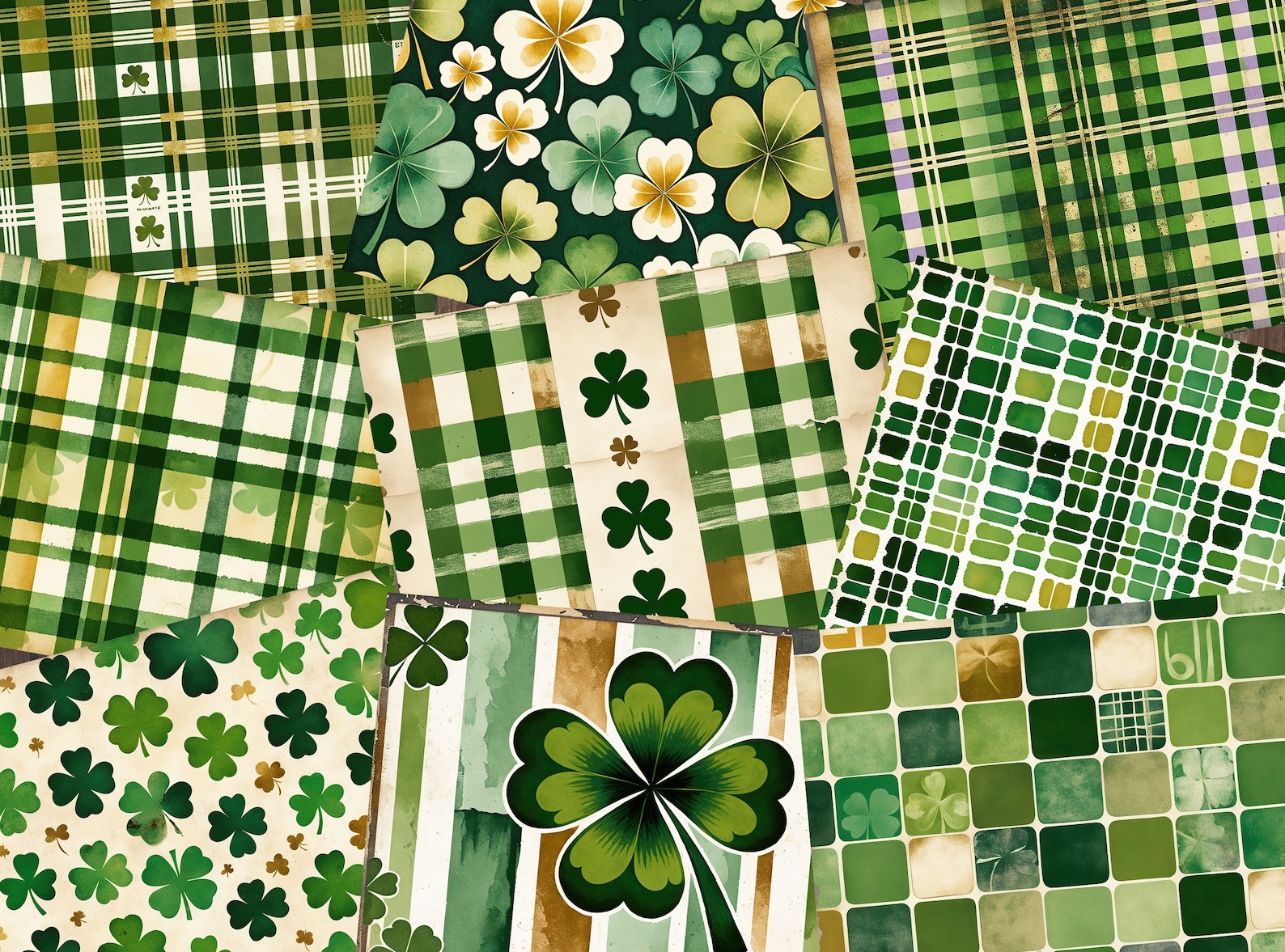 St.patricks Day Junk Journal Paper, Four Leaf Clover, Scrapbook Sheets ...