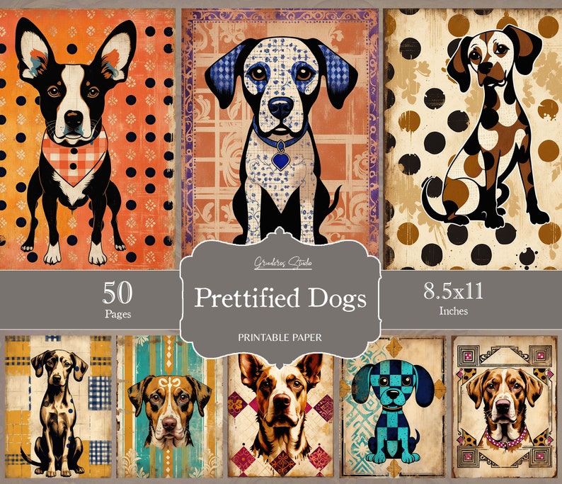 Dogs Journal, Printable, Junk Journal Kit, Grunge Pages, Dog Digital ...