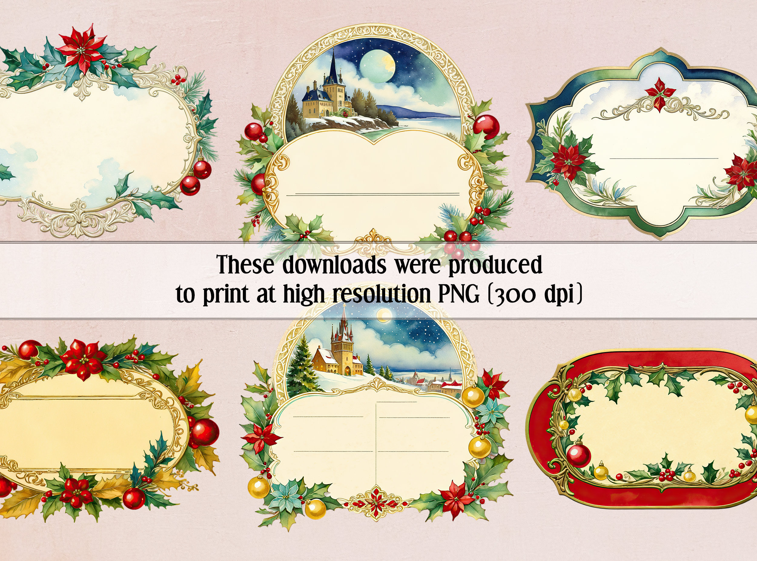 Christmas Labels Clipart, Bonus A4 Sheets, Christmas PNG, Blank Gift ...