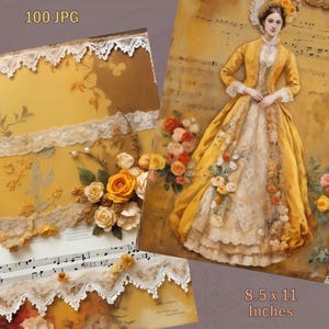 Amber Lace Digital Paper: Shabby Chic Scrapbook Pages (digital Download ...