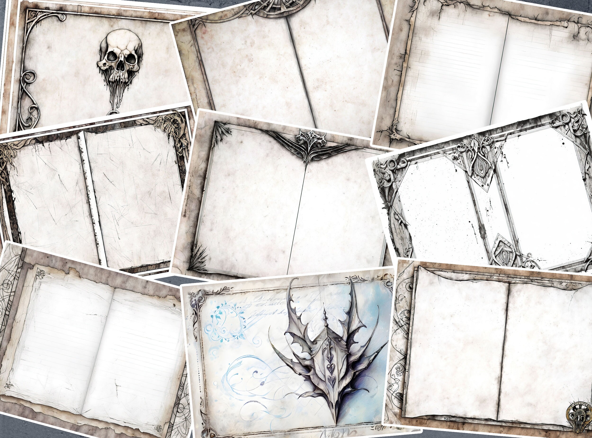 Gothic Diary Digital Paper Ink Saver Goth Journal Goth - Etsy