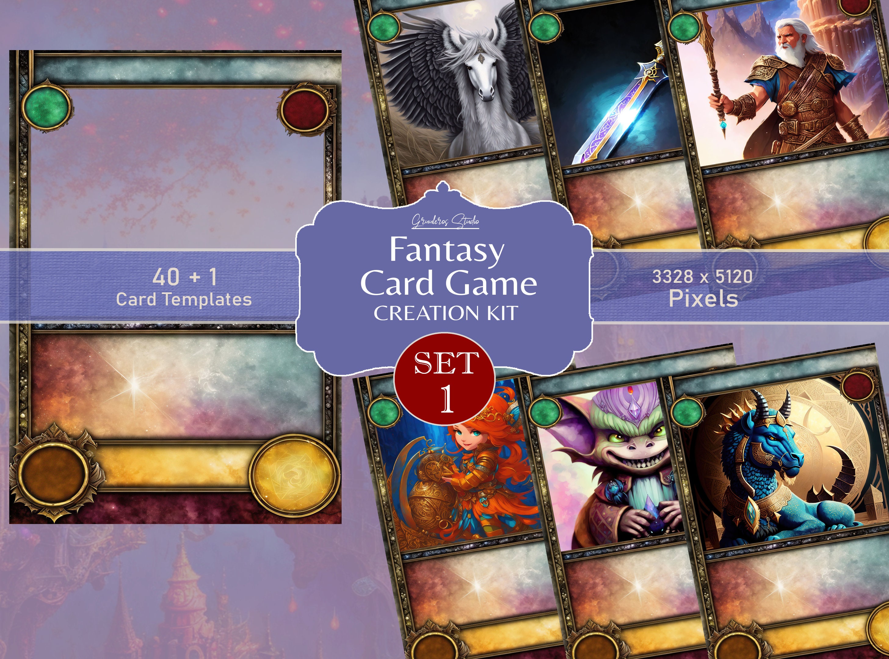 40 1 Fantasy Card Game Templates, Png, Board Game Assets, TCG Card Game ...