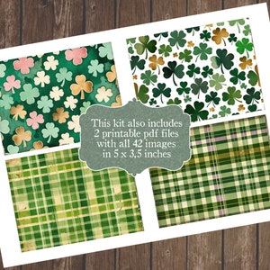 St.patricks Day Junk Journal Paper, Four Leaf Clover, Scrapbook Sheets ...