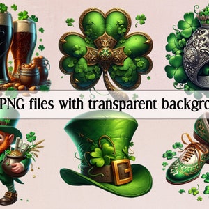 Saint Patrick's Day Clipart, Festive Png Graphics, St Patrick's Graphics, Sublimation, Shamrock ...