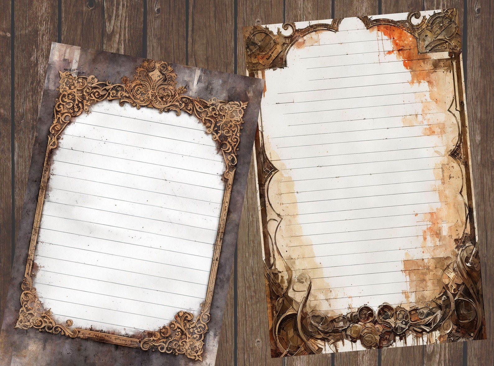 36 Gothic Printable Lined Junk Journal Pages, Dark Academia, Scrapbook ...