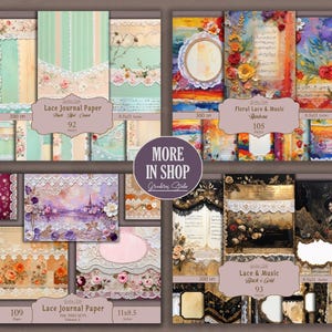 Pink Lace Journal Papers, Shabby Chic, Digital Collage Sheets, Soft ...