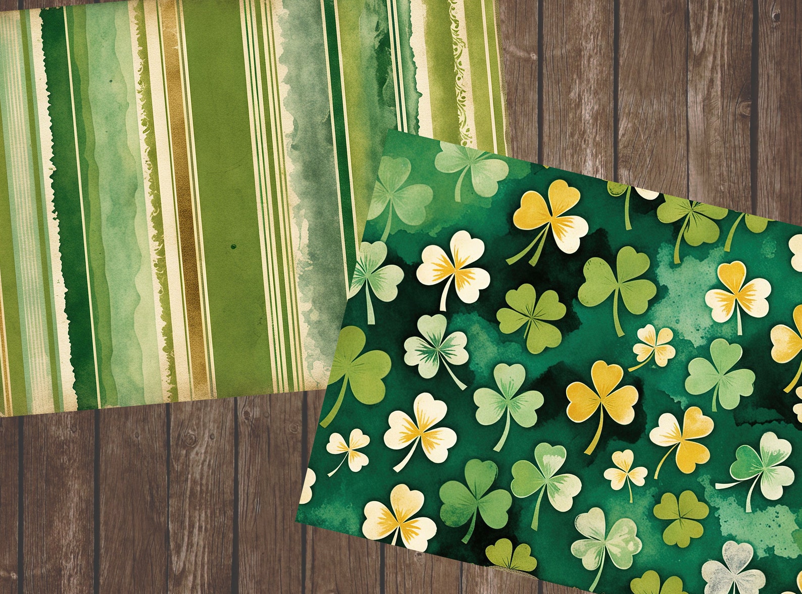 St.patricks Day Junk Journal Paper, Four Leaf Clover, Scrapbook Sheets ...