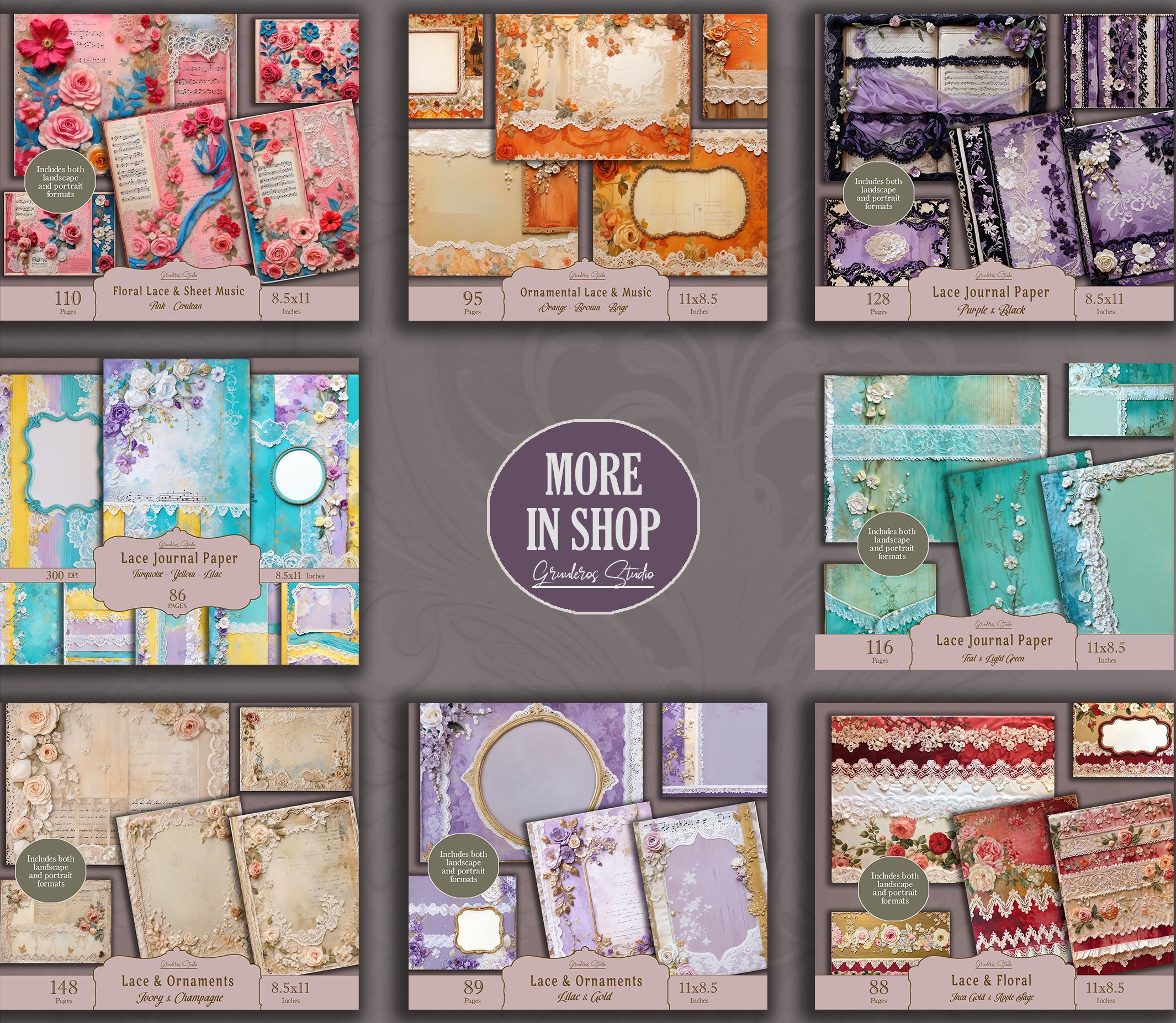 Pink Junk Journal Kit Mixed Media, Lace, Digital Papers, Pink Printable ...