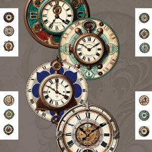 Antique Clock, A4 Printable, Vintage Clock, Face Clock, Journal Kit ...