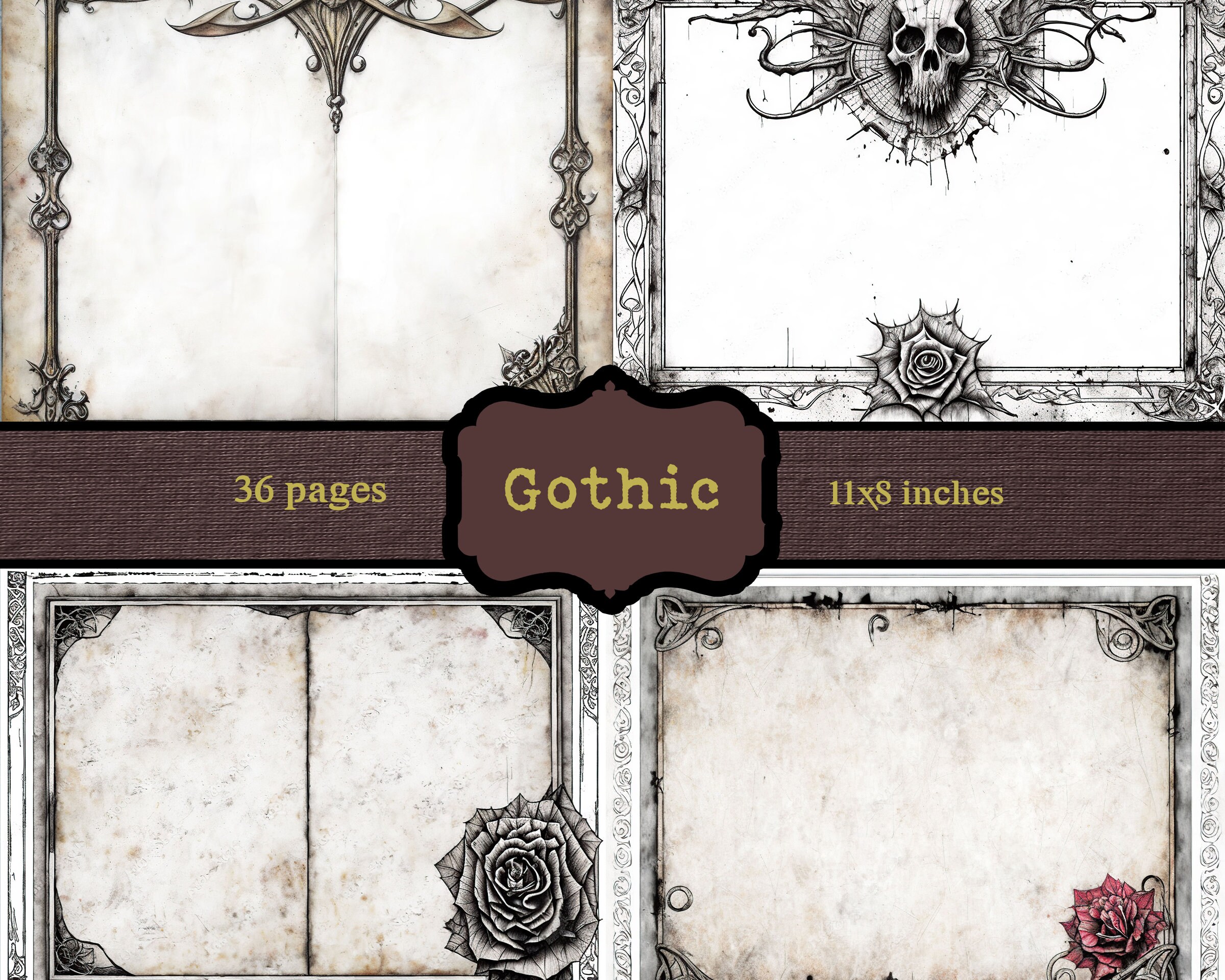 Gothic Diary Digital Paper Ink Saver Goth Journal Goth - Etsy