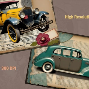 Vintage Cars Junk Journal Kit, Junk Journal Supplies, Journal ...