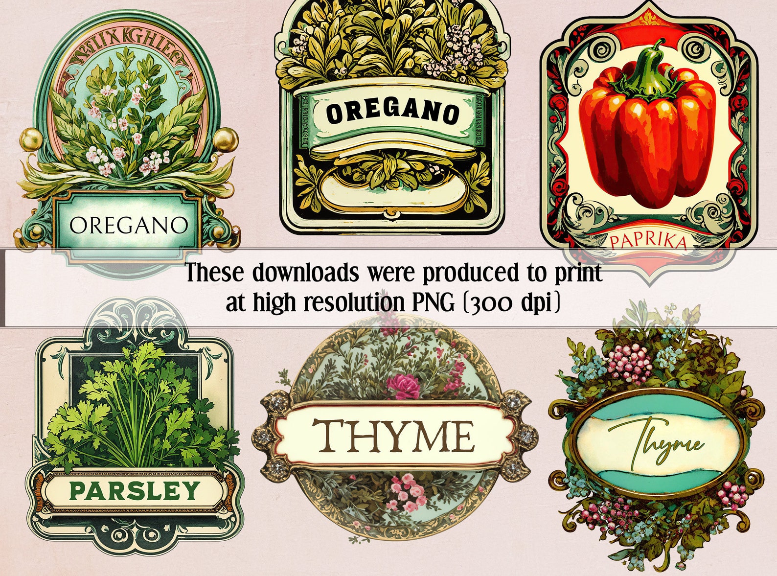 Printable Spice Labels, Herb Labels, Seasoning Labels, Vintage Tags for ...